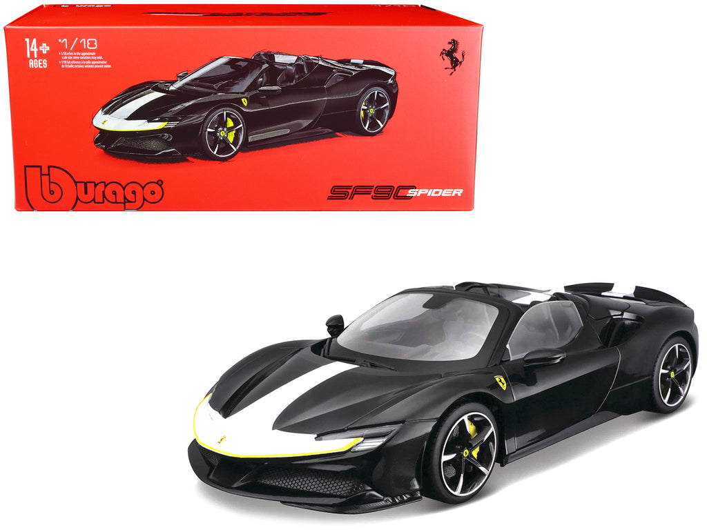 Ferrari SF90 Spider Assetto Fiorano Black Metallic with White Stripes ...