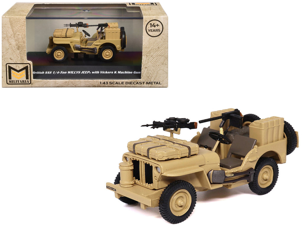 British SAS 1/4-Ton Willys Jeep with Vickers K Machine Gun Desert Sand ...