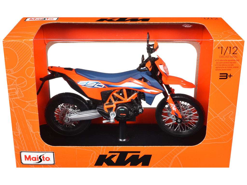 2023 KTM 690 SMC R Orange and Blue with Display Base 1/12 Diecast Mode ...