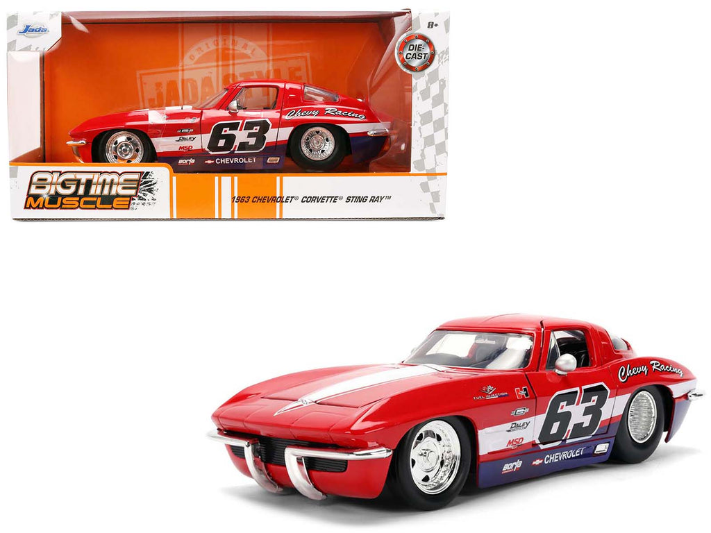1963 Chevrolet Corvette Stingray #63 "Chevy Racing" Red with White and ...