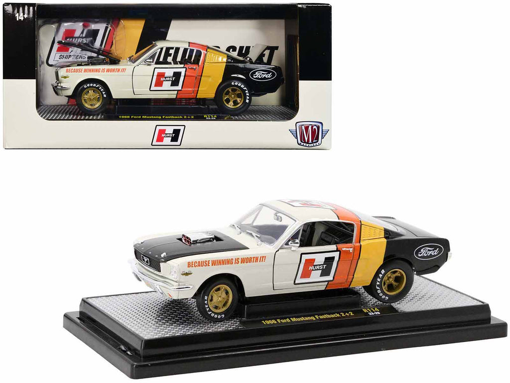 1966 Ford Mustang Fastback 2+2 Off White and Black with Red and Yellow ...