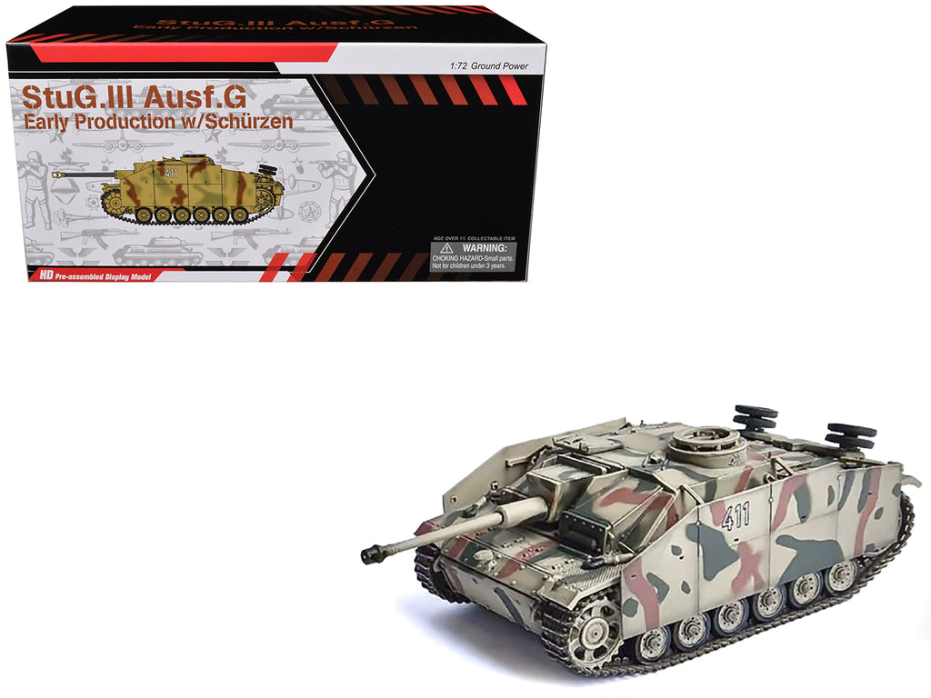 German StuG.III Ausf.G Early Production Tank with Schurzen #411 "Panze ...