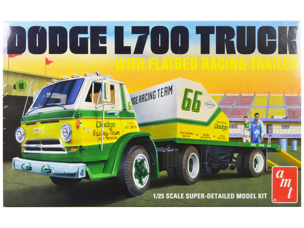 1966 Dodge L700 Truck with Flatbed Racing Trailer Plastic Model Kit (S ...