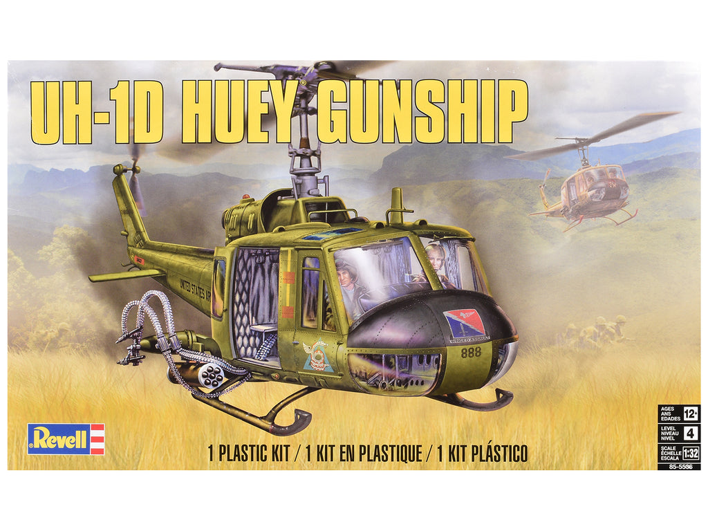 Bell UH-1D Iroquois "Huey" Gunship Helicopter Plastic Model Kit (Skill ...