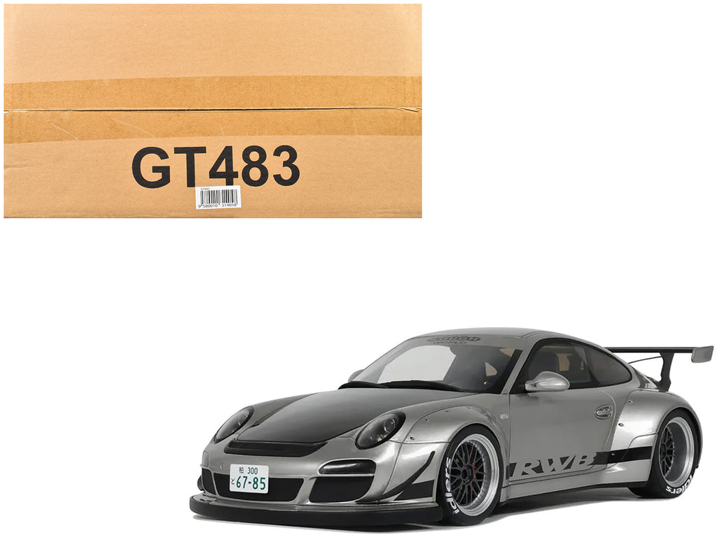 2024 Porsche 911 RWB Abu Silver Metallic with Black Hood 1/18 Model Ca ...