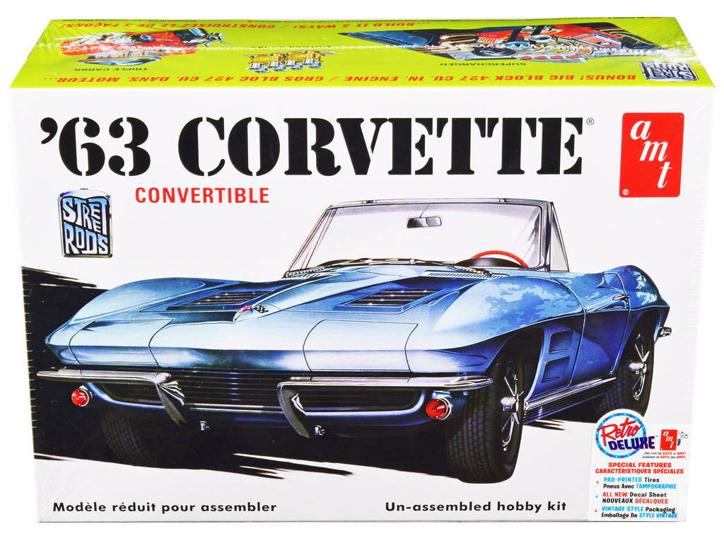 1963 Chevrolet Corvette Convertible 3-in-1Plastic Model Kit (Skill Lev ...